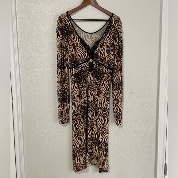 Dresses | Animal Print And Lace Long Sleeve Sheath Dress | Poshmark